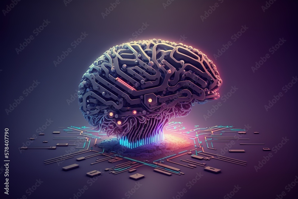 Artificial intelligence AI neural network digital brain machine deep ...