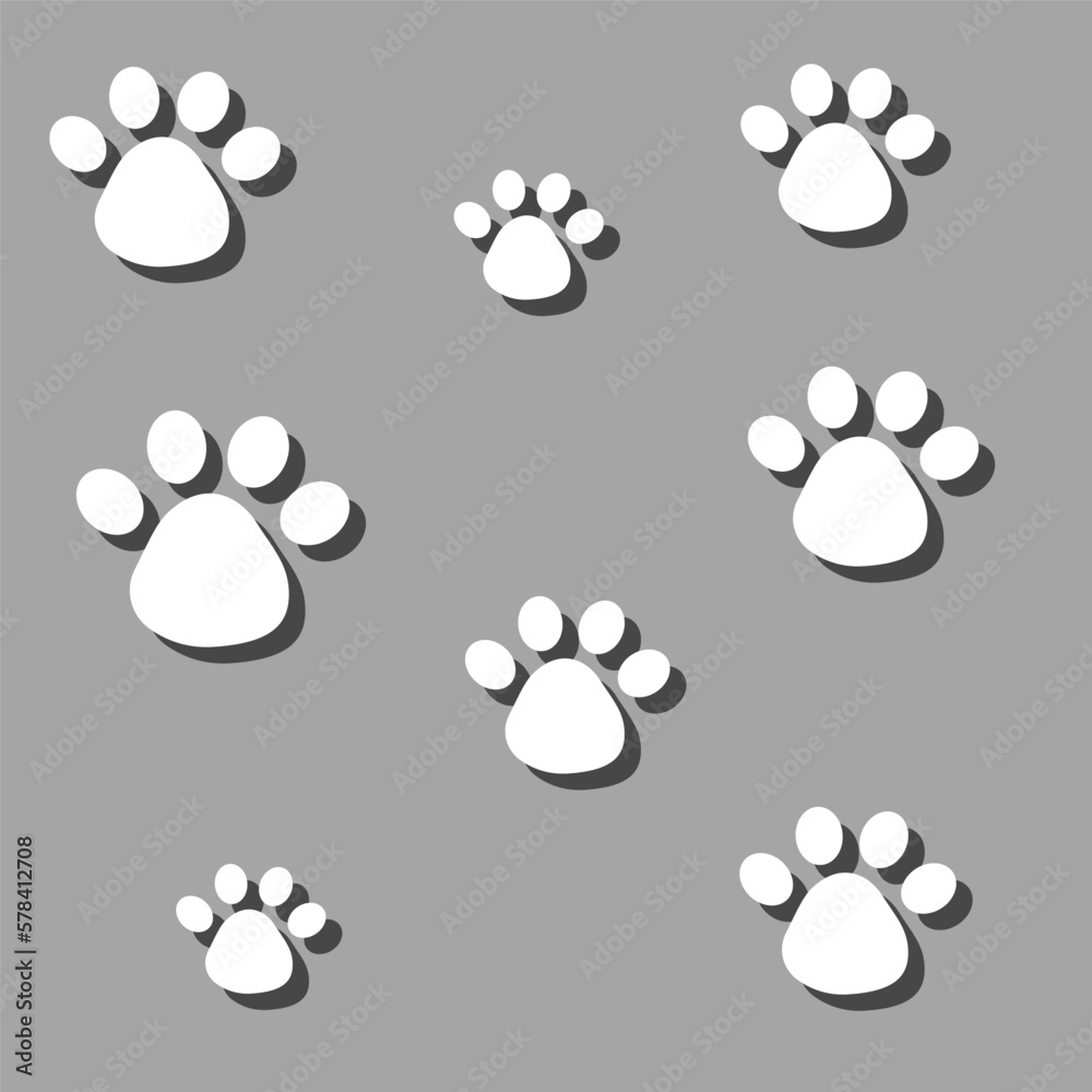Vector background with dog paws. Background of animal paws. Dog paw ...