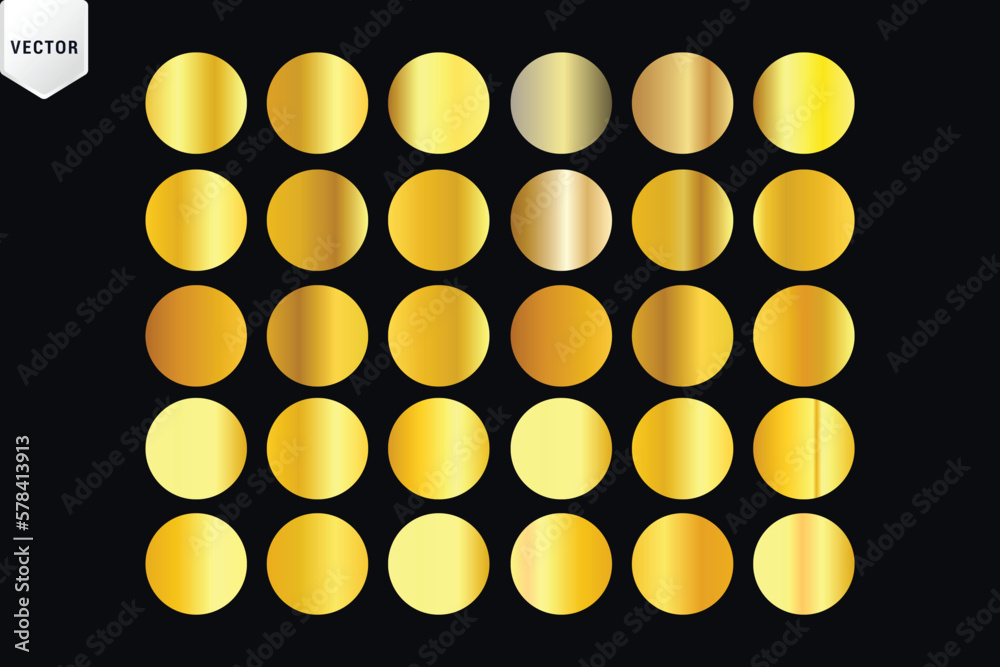 Gold gradients circle shape. Collection of colorful gradient ...