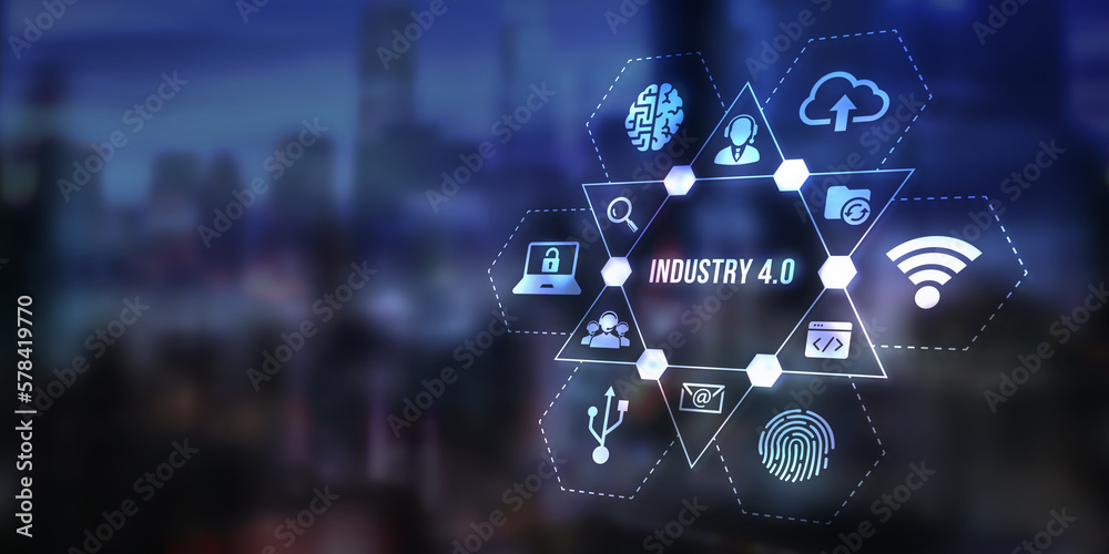 Internet, business, Technology and network concept.Industry 4.0 Cloud computing, physical ...