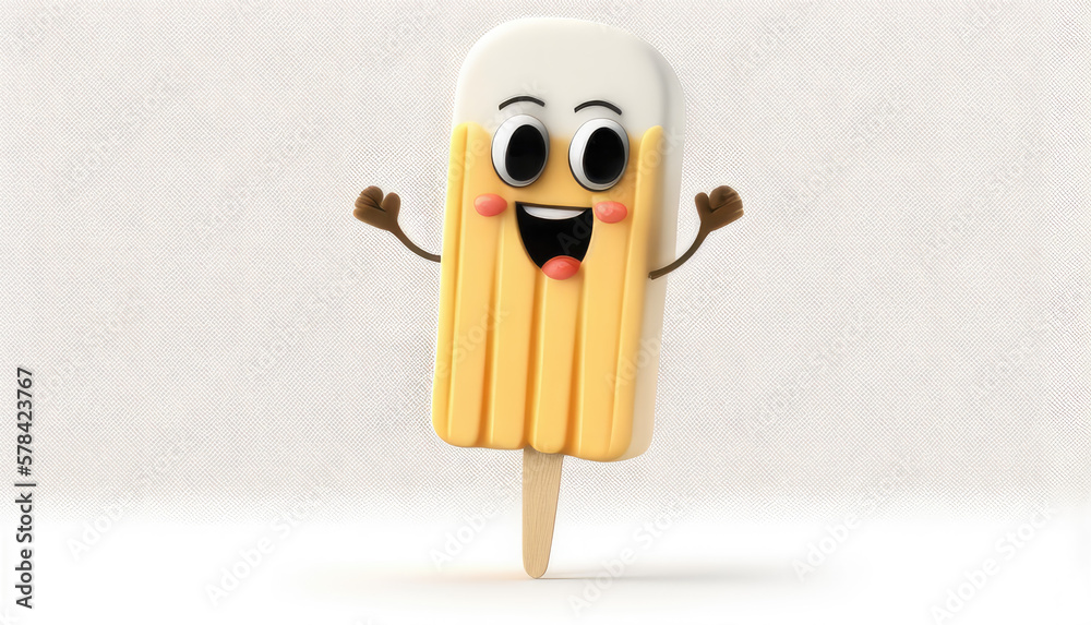 Cartoon. Cute popsicles on a blank background. generative ai Stock ...