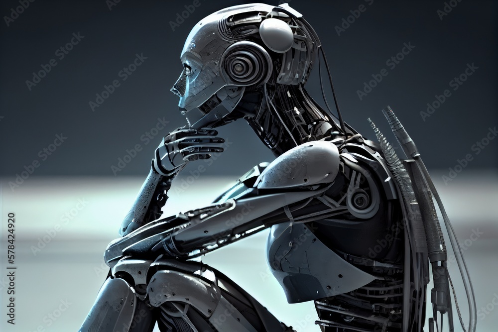 Naklejka Lost in Thought: A Fascinating Depiction of Artificial ...