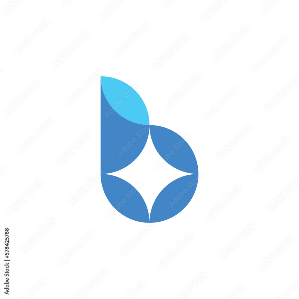 Letter B natural rays logo for icon, web, vector, symbol, app, brand ...