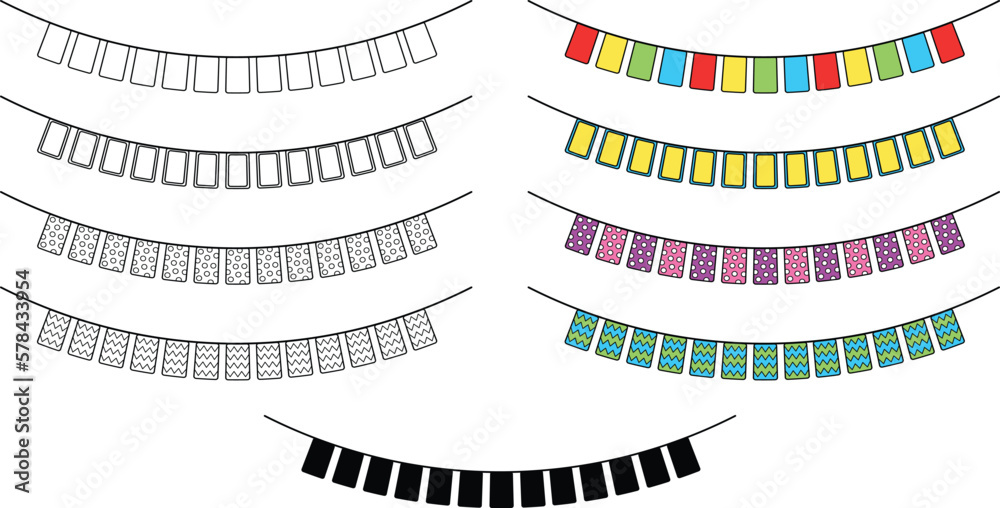 Rectangular String Banner / Bunting Flag Clipart Set Stock Vector ...
