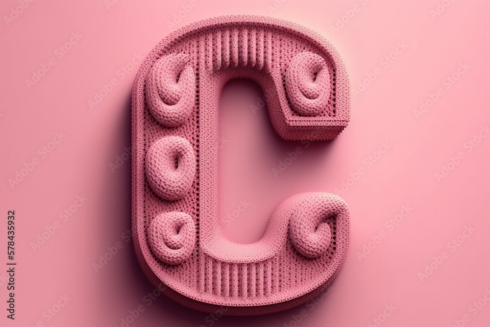 Knitted letter c on pink background, concept of Yarn Art and Alphabet ...