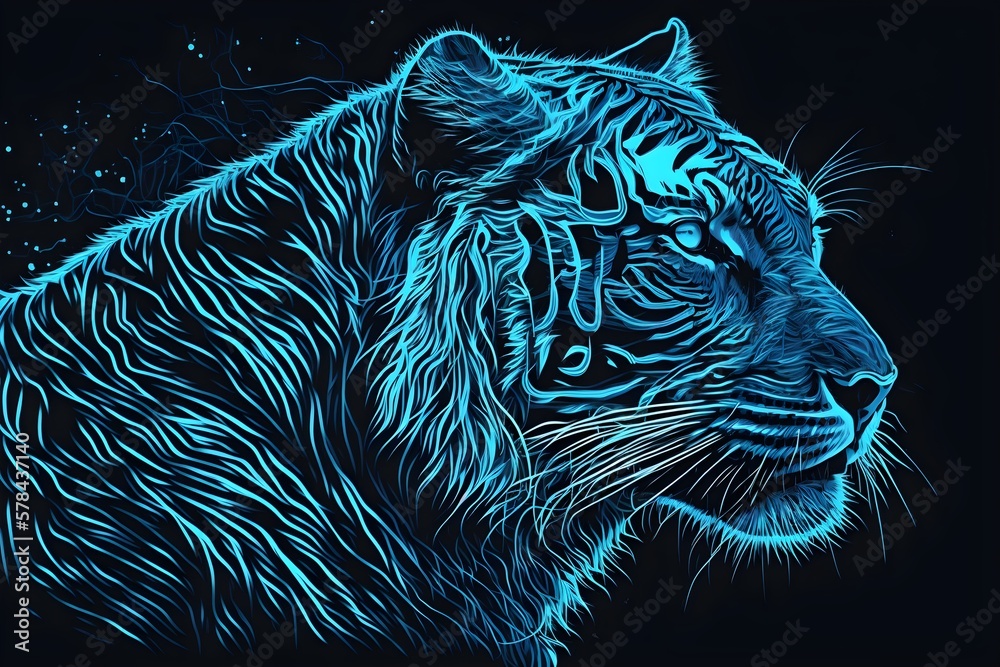 Wallpaper Illustration and background of an abstract neon light tiger ...