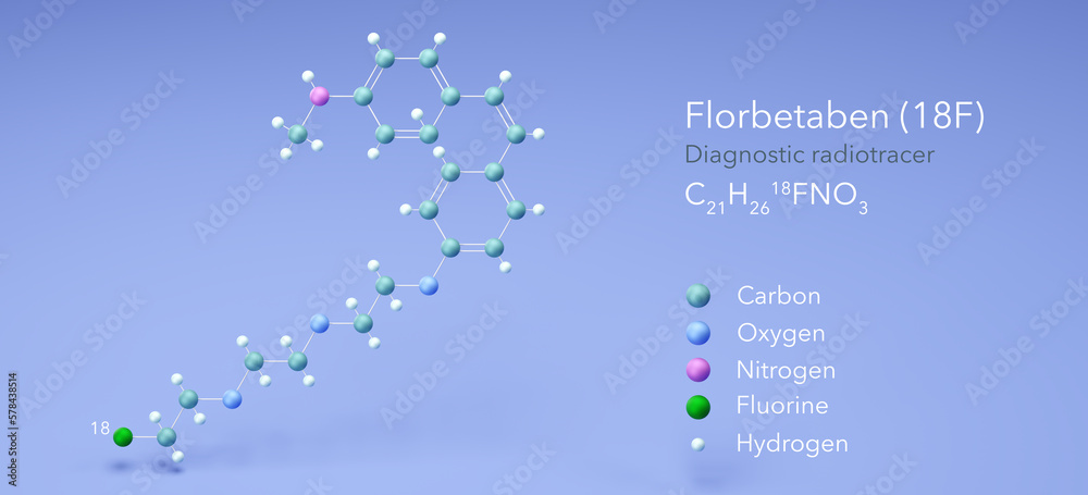 florbetaben (18F) molecule, molecular structures, diagnostic ...