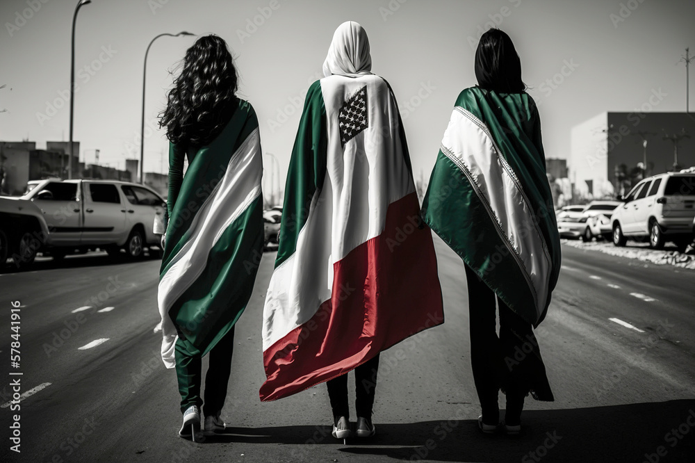 Generative AI illustration of Iranian women protest against oppression ...