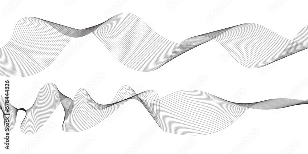Abstract grey wave lines on transparent background. Digital frequency ...