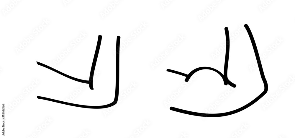 Biceps. Cartoon human elbow symbol. Vector outline drawing. Editable ...