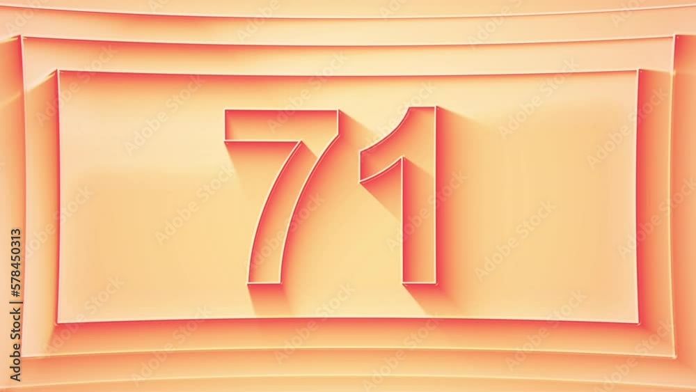 Progressive counting from 1 to 88. Minimalistic embossed number with ...