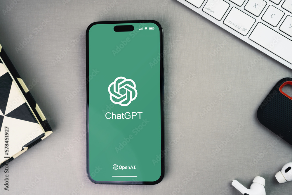 ChatGPT artificial intelligence chatbot app on the smartphone screen on ...