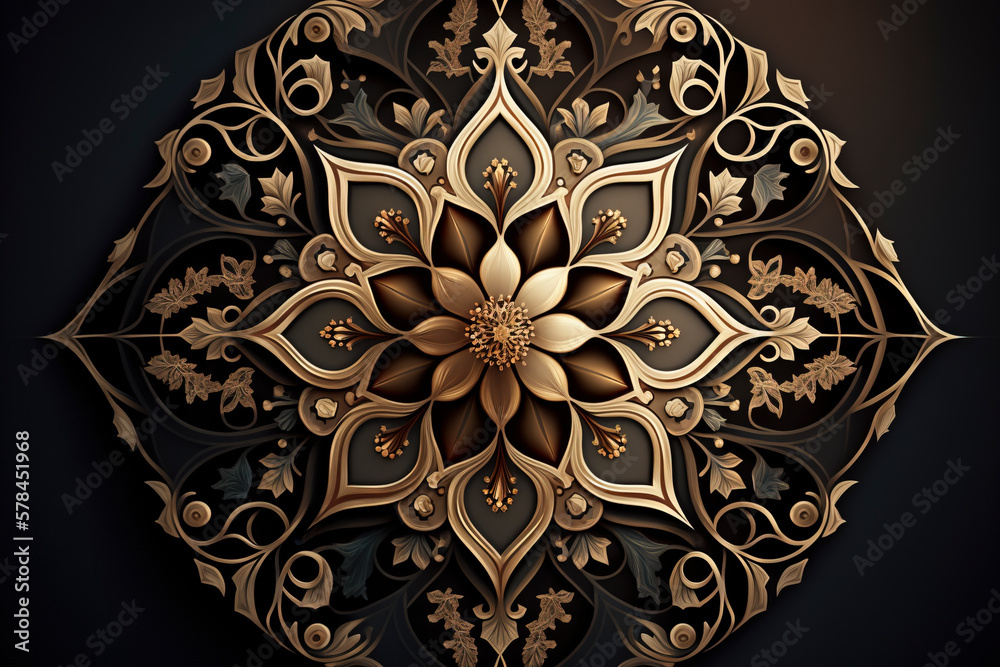 Gold 3D Detailed Close-up Stitched Mandalas ramadan kareem mubarak with ...