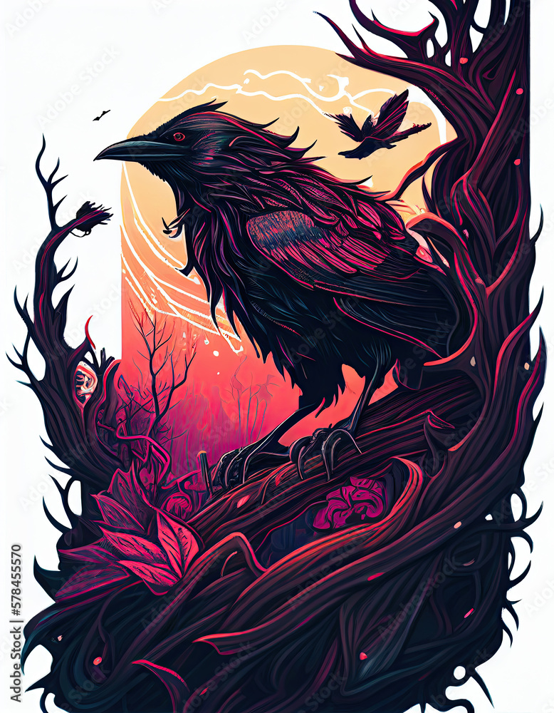 Vibrant Crow Illustration with Thick Lines for Multiple Use: Ideal for ...