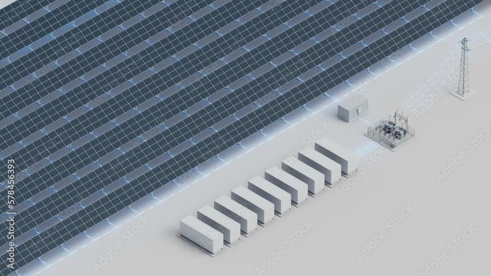 Vídeo do Stock: A big solar farm connected to the power grid and to ...