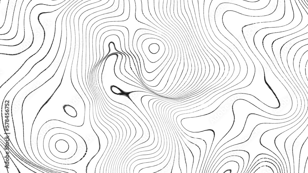Abstract white and black cartographic lines background. Topography ...