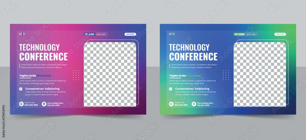 Technology conference webinar flyer template and Corporate online event ...
