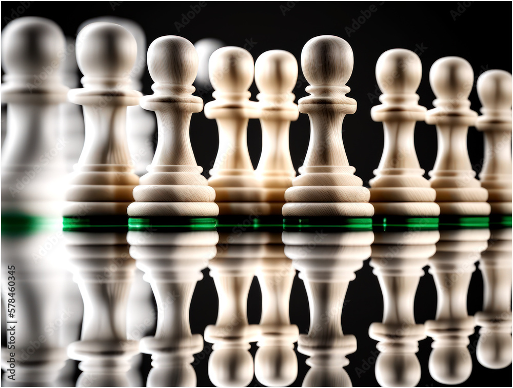 Diagonal Line of White Wooden Chess Pawns with Selective Focus Isolated ...