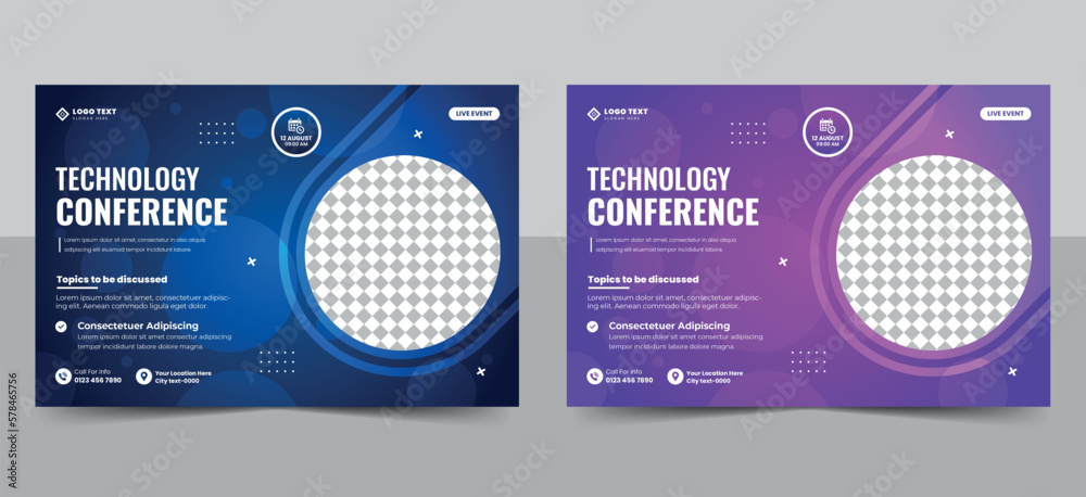 Creative technology conference webinar flyer template and business ...