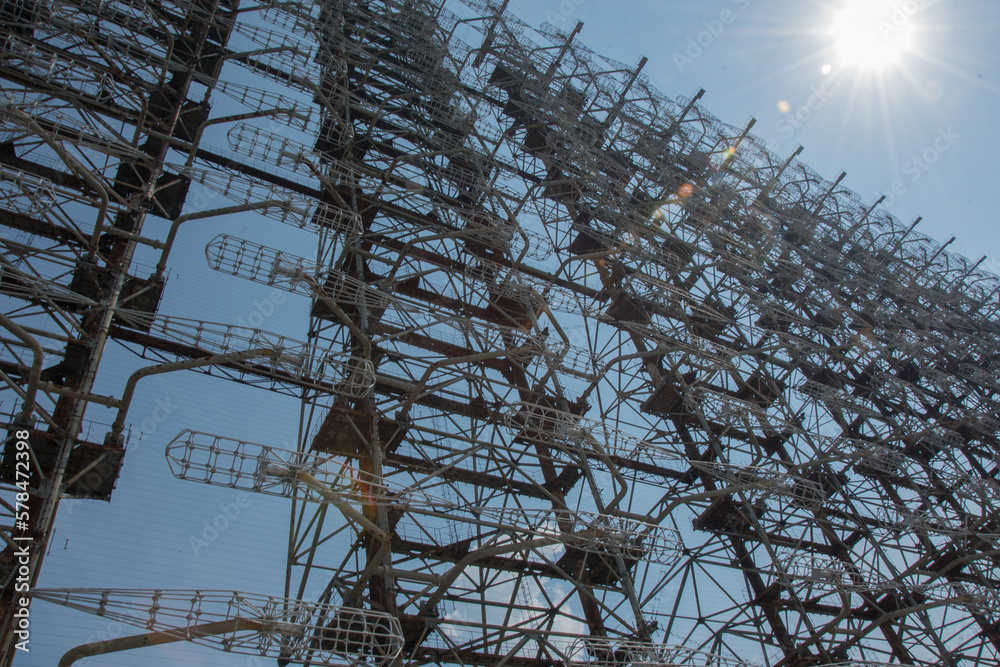 Giant metal structure for military purposes. Abandoned heritage of the ...