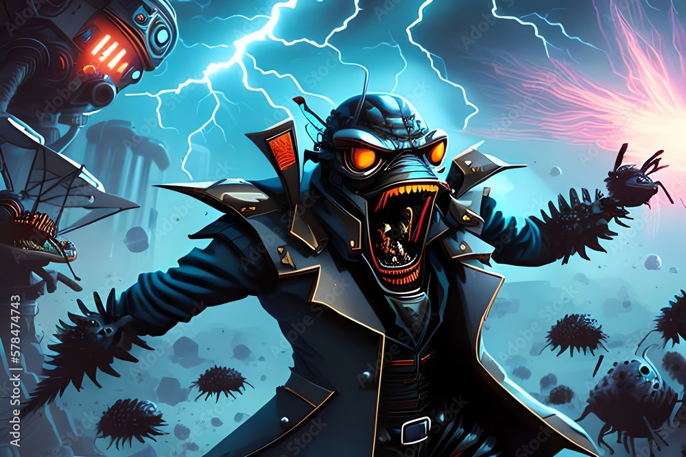 Crazy Old Magician Or Mad Scientist Is Attacked By Huge Alien Bugs That ...