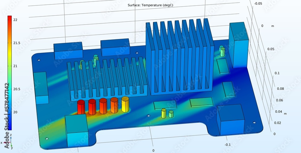 Computer 3d modeling of the printed circuit board of an electronic ...