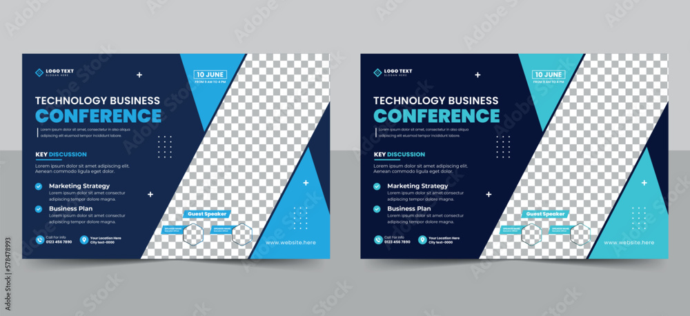 Business technology conference flyer template and event invitation ...