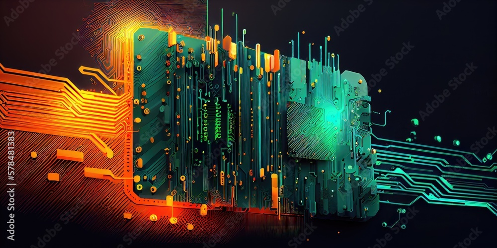 Computer motherboard micro chips, CPU, RAM Circuitry processor ...