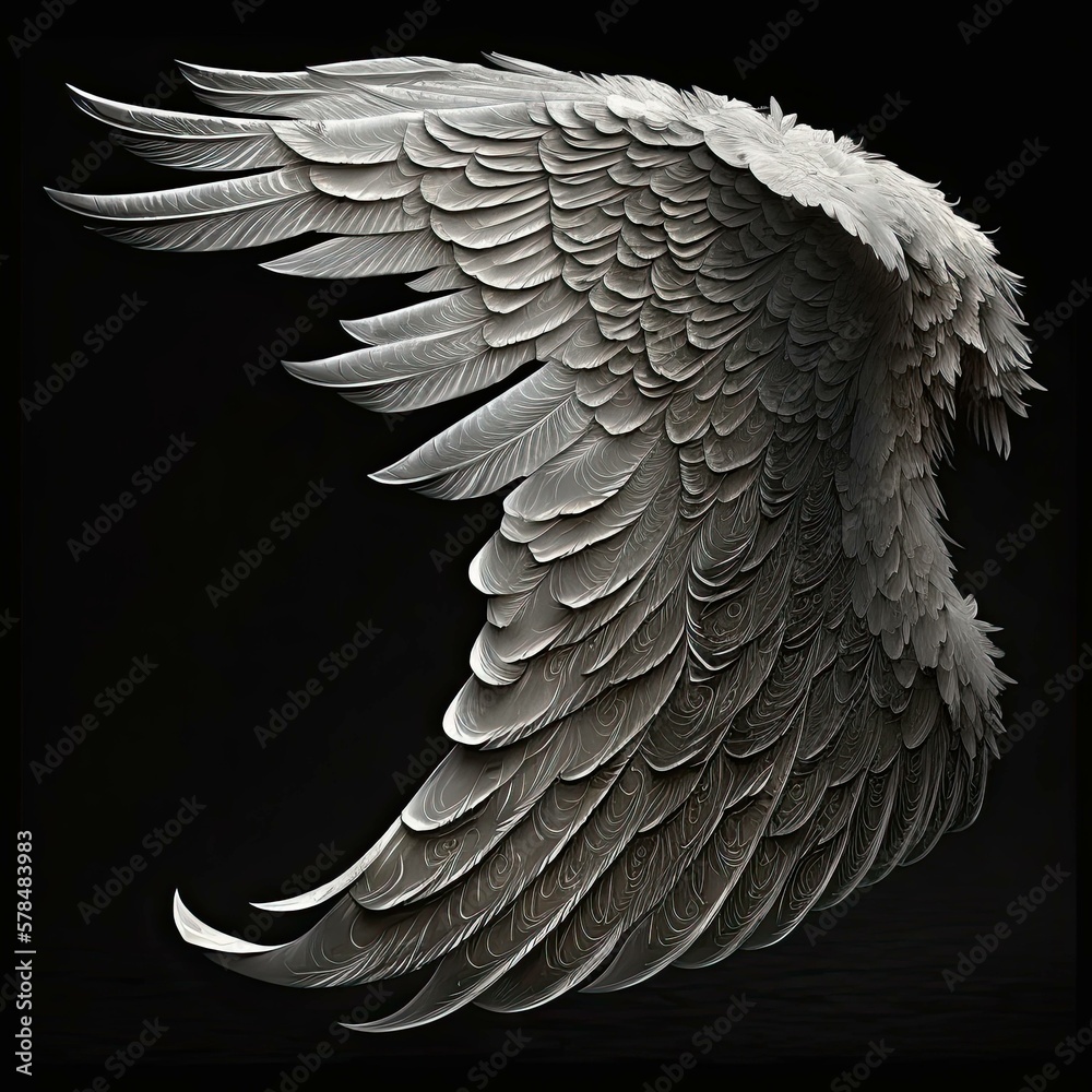 Realistic portrayal of angel wings in stunning detail and texture ...