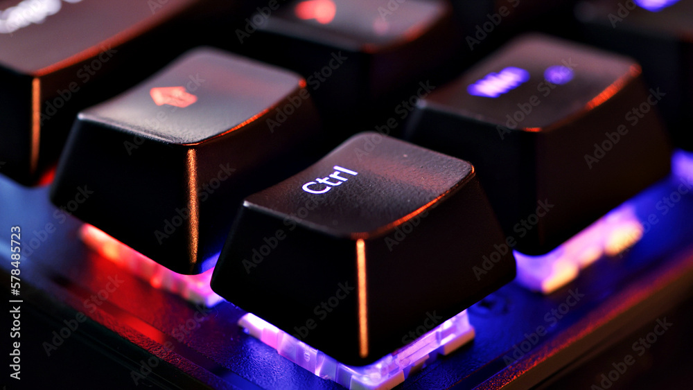 Foto de Keyboard key - Control - macro shot. Modern gaming keyboard ...