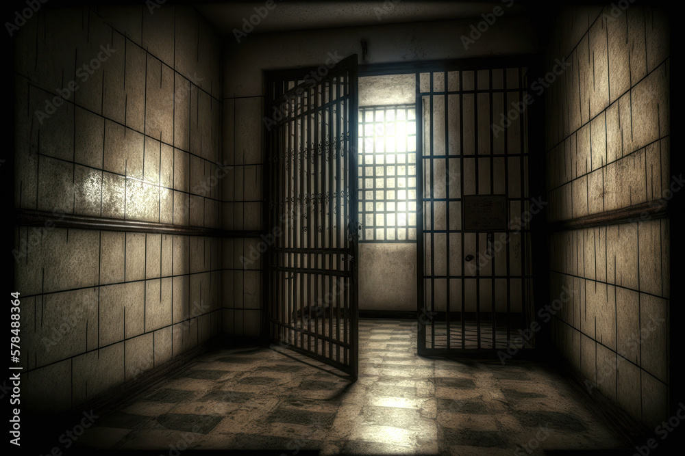 Behind Bars: A Glimpse into a Prison Cell. Generative Ai Stock ...