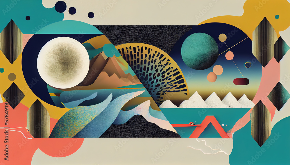 Beautiful abstract and artsy wallpaper collage with geometrical shapes ...