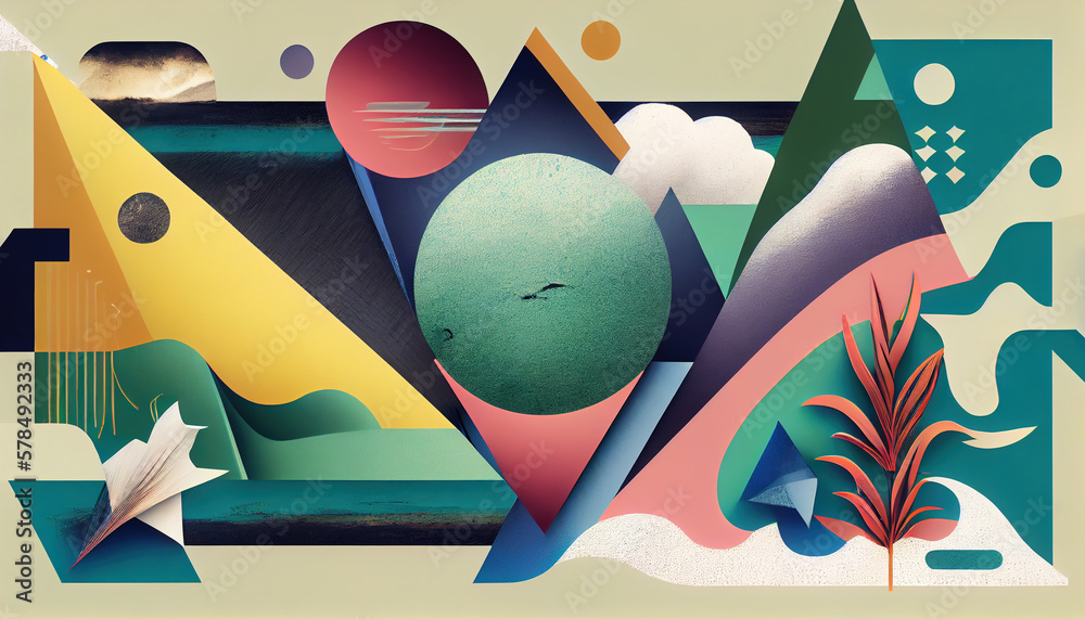 Beautiful abstract and artsy wallpaper collage with geometrical shapes ...