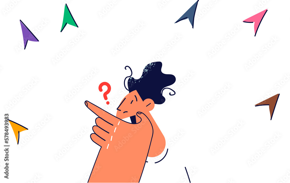 Confused man with arrows facing different directions Stock Illustration ...