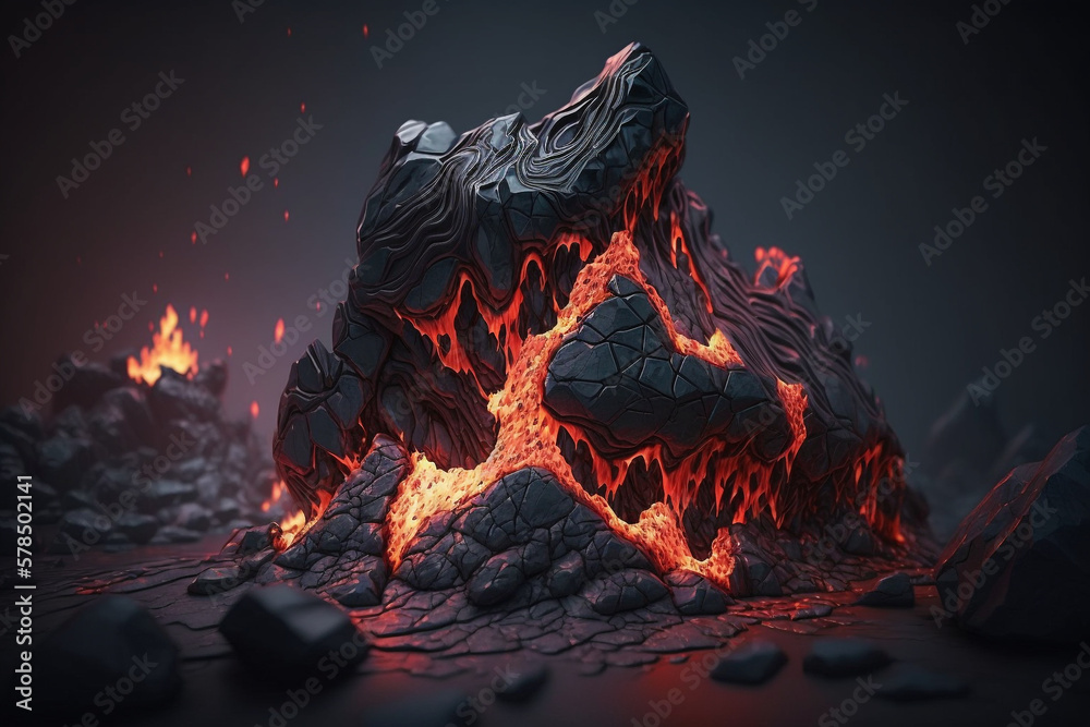 Black red lava volcano background with abstract box rectangle geometric ...