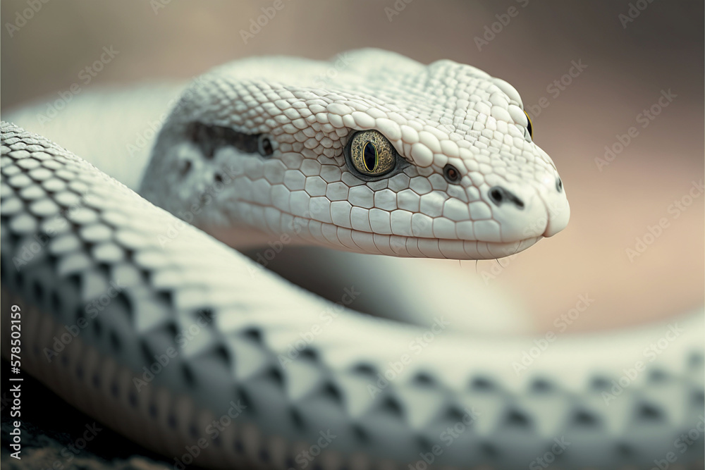 Photorealistic concept illustration of a white snake. Generative AI ...