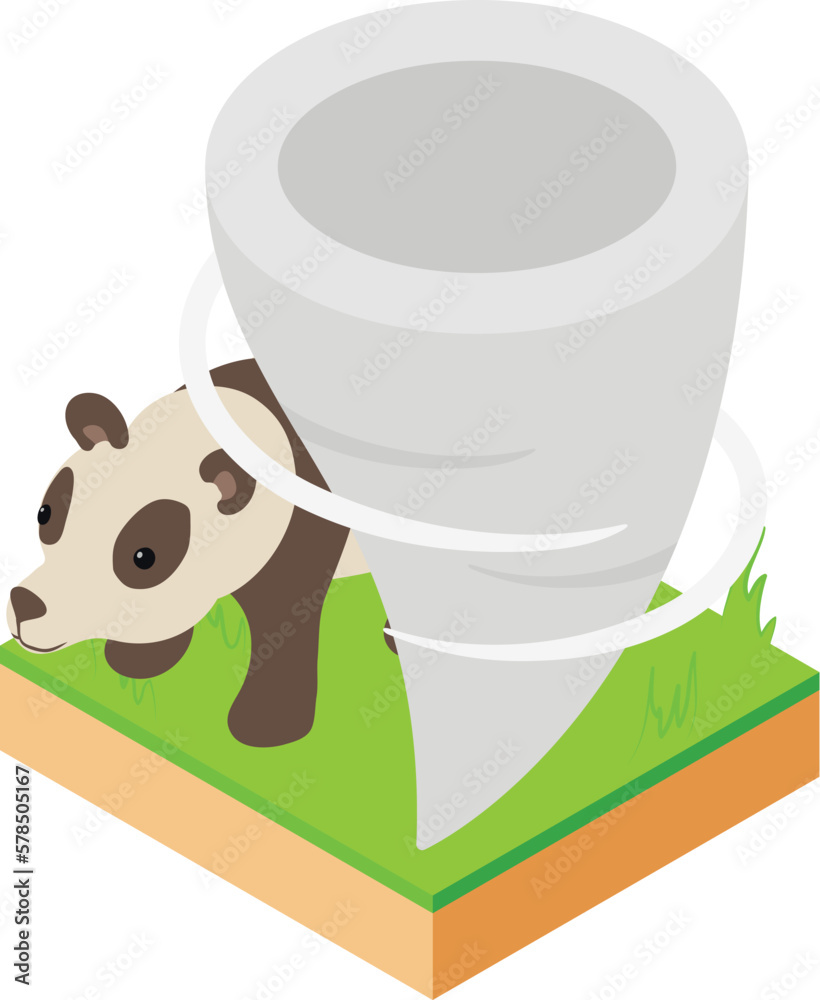 Tornado icon isometric vector. Strong whirlwind on piece of land with ...