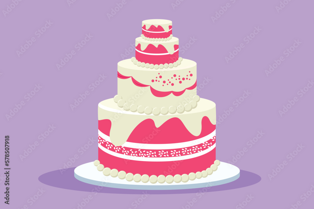 Graphic flat design drawing of stylized pilled anniversary or wedding ...