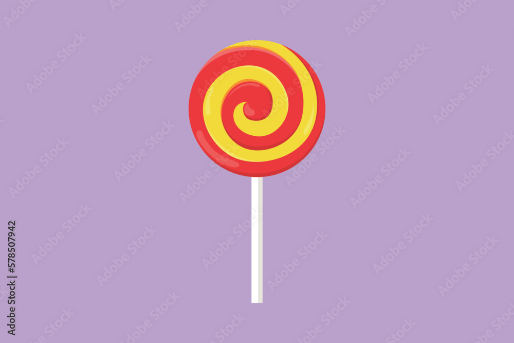 Graphic flat design drawing of stylized spiral lollipop candy shop logo ...