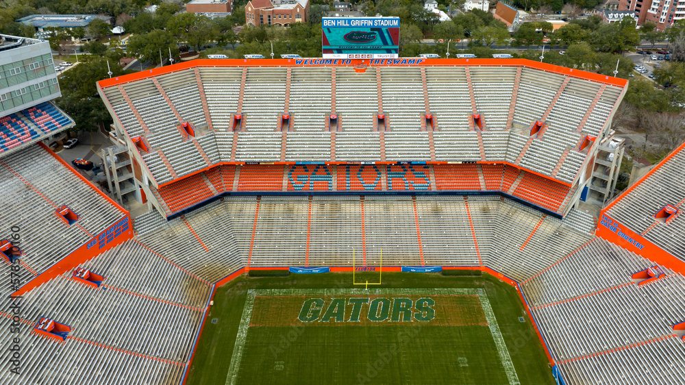 Aerial view of Ben Hill Griffin Stadium, popularly known as "The Swamp ...