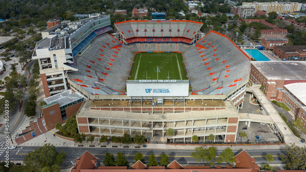 Aerial view of Ben Hill Griffin Stadium, popularly known as "The Swamp ...