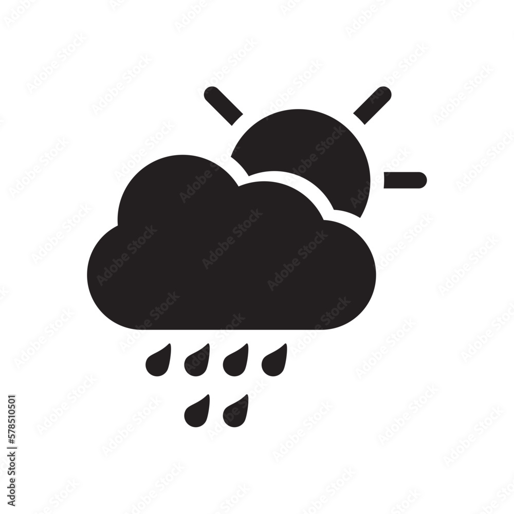 Rain with sun icon. Sunny and rainy weather for app web logo banner ...