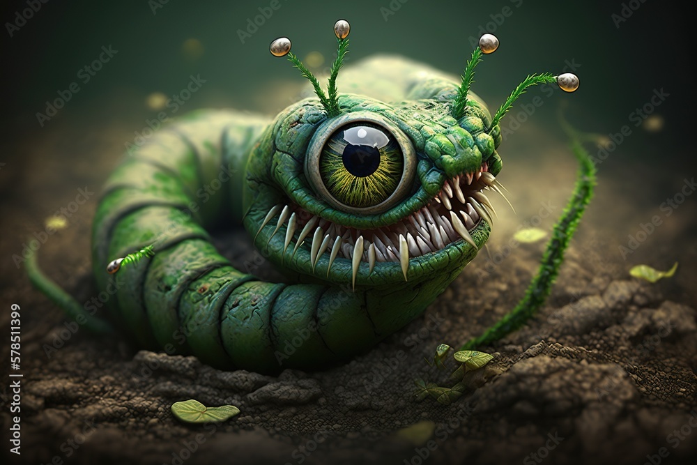 Zombie worm, concept of Parasite and Decay, created with Generative AI ...