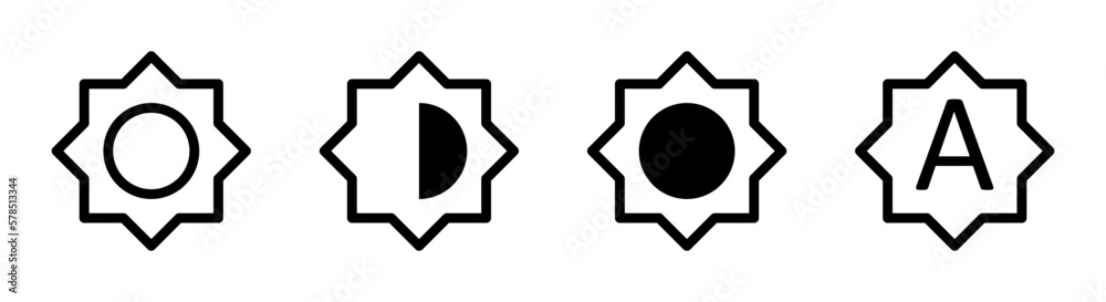 Brightness icon set for apps, web, ui/ux design. low, medium, full and ...