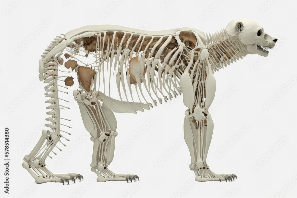 Bones skeleton of a white bear isolated on white background Stock Illustration | Adobe Stock