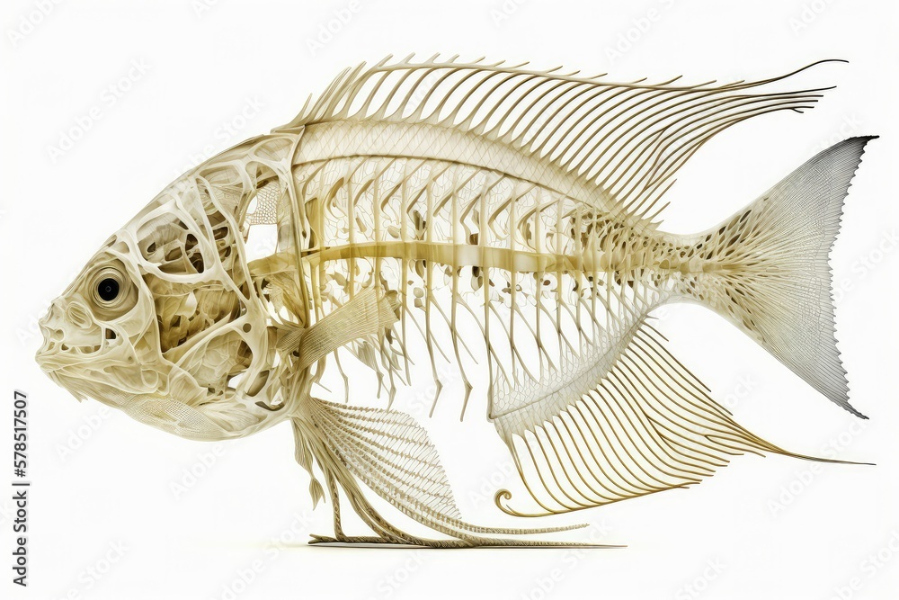 Fish skeleton anatomy isolated on white background Stock Illustration ...