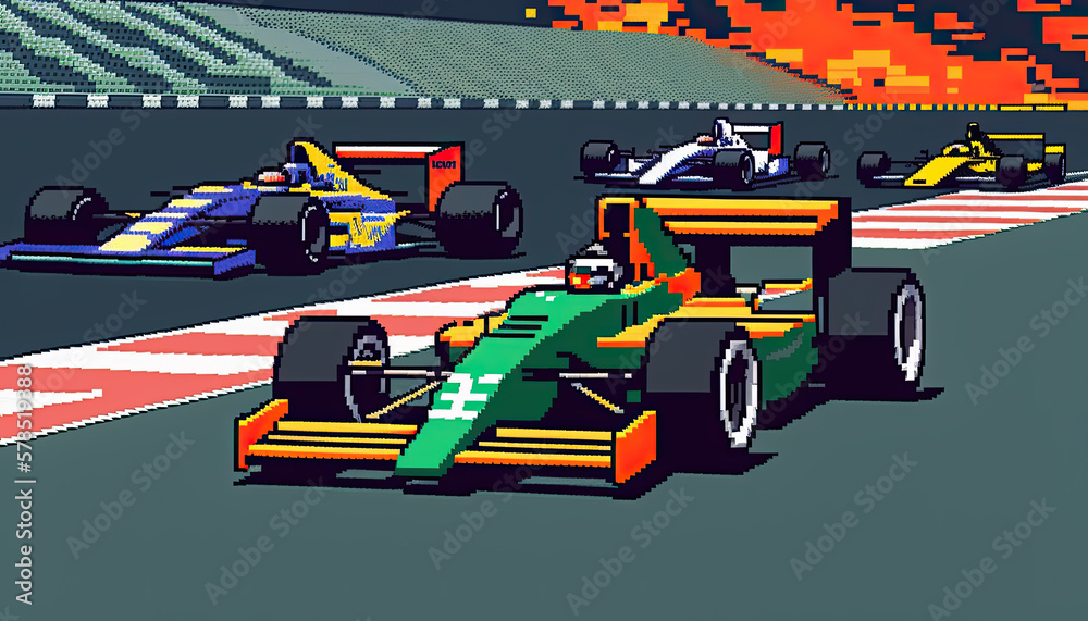 pixel art racing car illustration. Stock Illustration | Adobe Stock