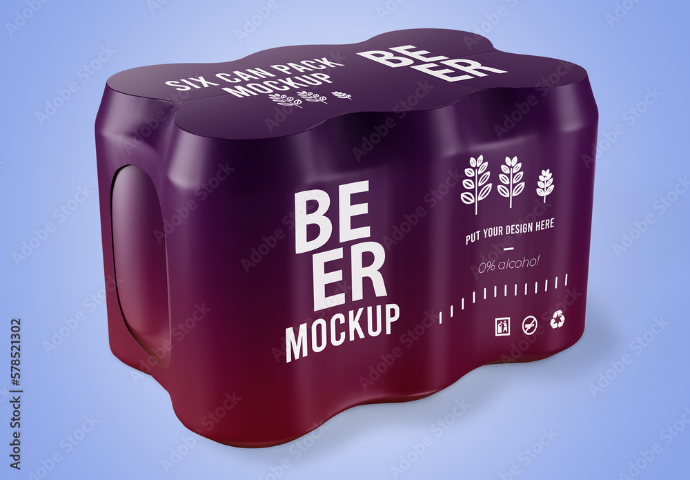 Six Can Pack Mockup Stock Template | Adobe Stock