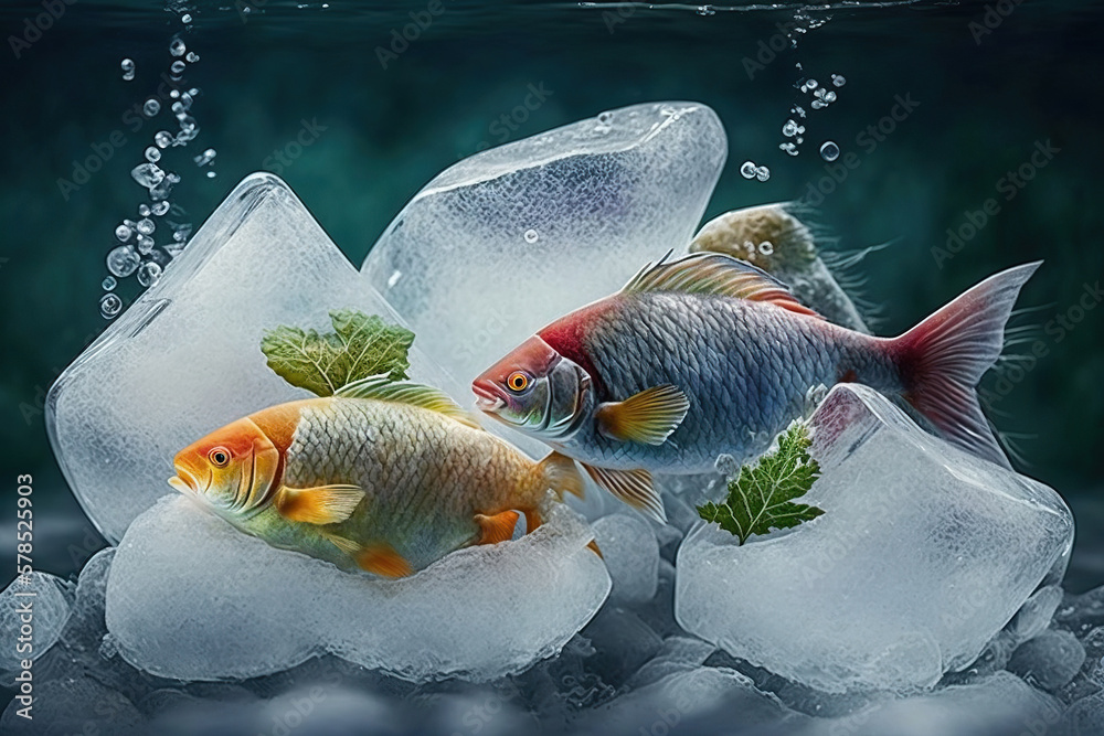 Frozen fish, concept of Preservation and Cold Storage, created with ...