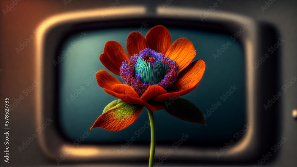 Flower created by artificial intelligence, multicoloured, inspired by ...